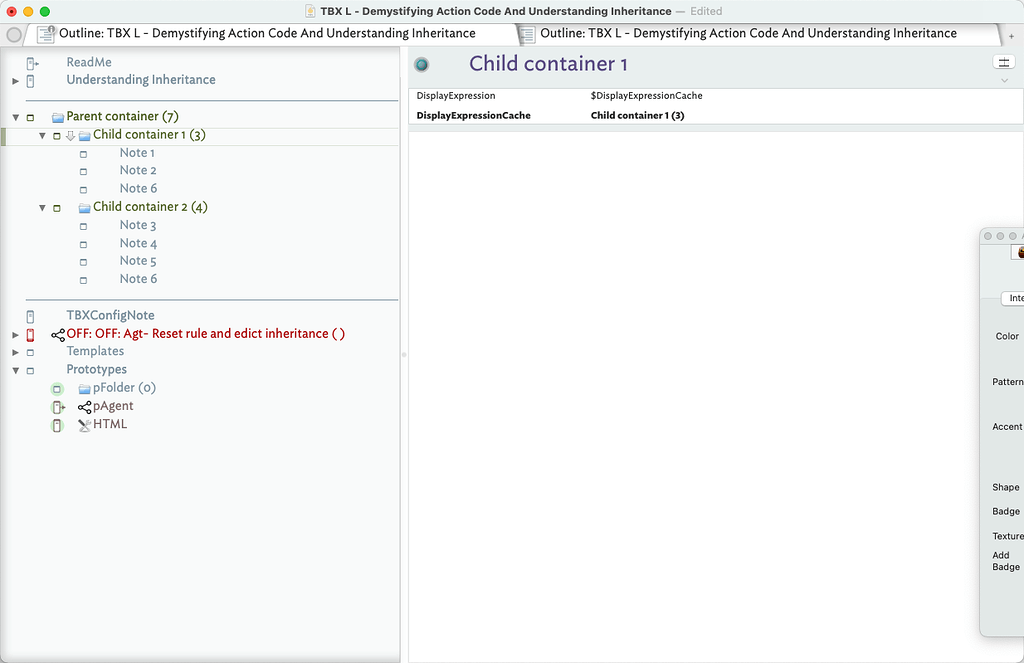Action Code Example: Update a note's display expression with the count ...