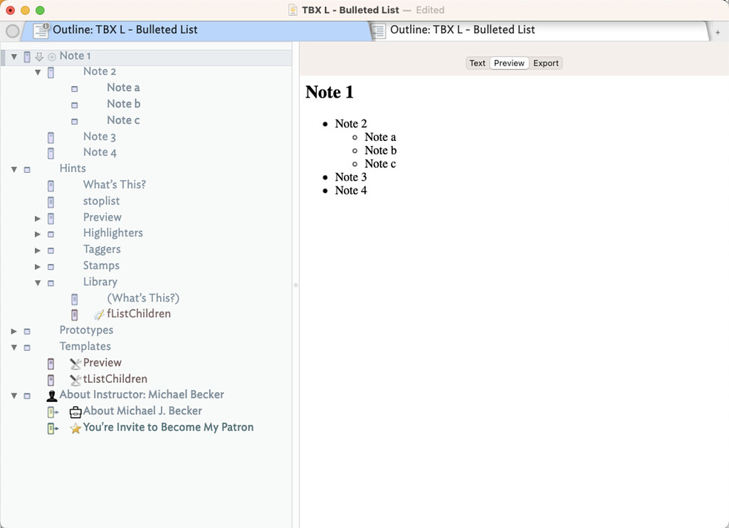 Tinderbox Lesson - Building Nested Lists with Functions - Training Videos - Tinderbox Forum
